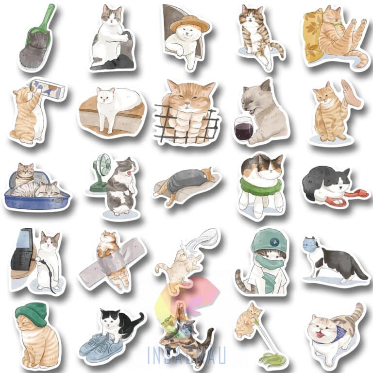 60+ Mẫu Sticker Mèo Cute, Dễ Thương Được Yêu Thích Nhất - In Sắc Màu